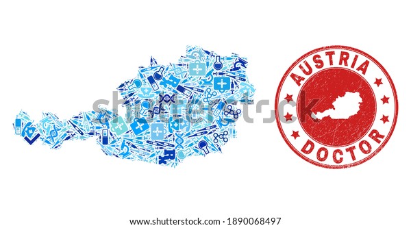 Vector Collage Austria Map Healthcare Icons Stock Vector (Royalty Free ...