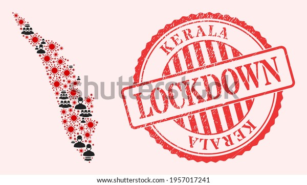 Vector Collage Kerala State Map Covid2019 Stock Vector (Royalty Free ...