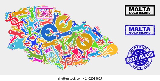 Vector Collage Service Gozo Island Map Stock Vector (Royalty Free ...
