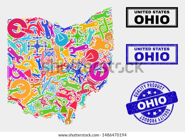 Vector Collage Service Ohio State Map Stock Vector (Royalty Free ...