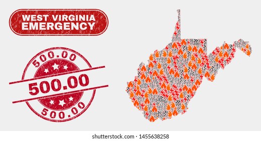 Vector Collage Wildfire West Virginia State Stock Vector (Royalty Free ...