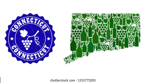Vector Collage Wine Map Connecticut State Stock Vector (Royalty Free ...