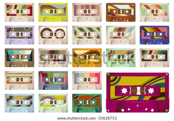 Vector Collection 22 Retro Vintage Cassette Stock Vector (Royalty Free ...