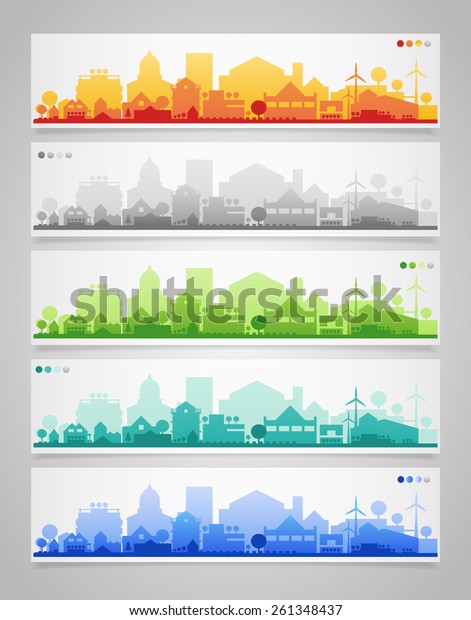 Vector Collection 5 Horizontal Banners Small Stock Vector (Royalty Free ...