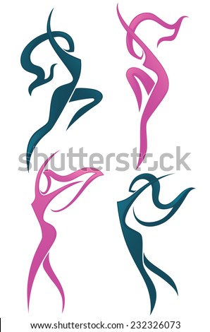 Vector Collection Abstract Women Dancing Poses Stock Vector (Royalty ...