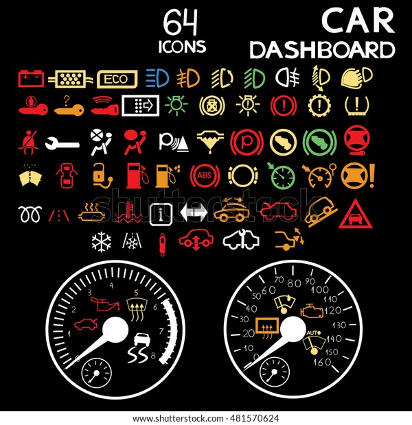 Vector Collection Car Dashboard Panel Indicators Stock Vector (Royalty ...