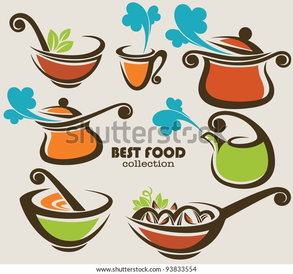 Vector Collection Cooking Equipment Food Symbols Stock Vector (Royalty ...