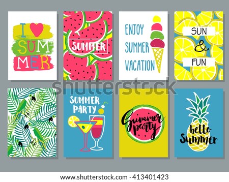 Vector Collection Creative Summer Cards Placard Poster Stock Vector ...