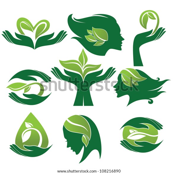 Vector Collection Ecological Natural Beauty Symbols Stock Vector ...