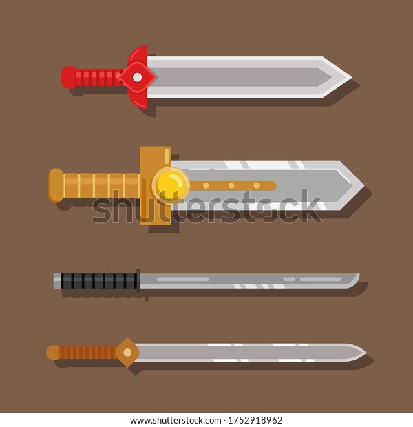 Vector Collection Flat Sword Designs On Stock Vector (Royalty Free ...