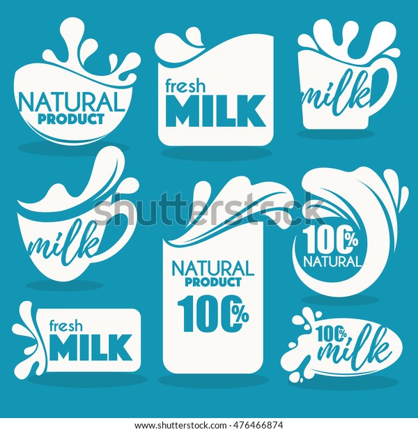 Vector Collection Fresh Natural Milk Emblems Stock Vector (Royalty Free ...