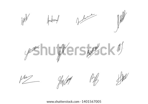 Vector Collection Handwritten Signatures On White Stock Vector (Royalty ...