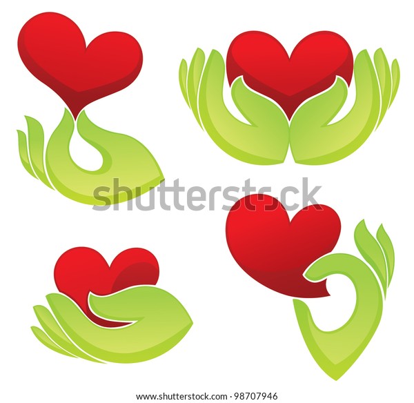 Vector Collection Heart Hand Symbols Stock Vector (Royalty Free ...
