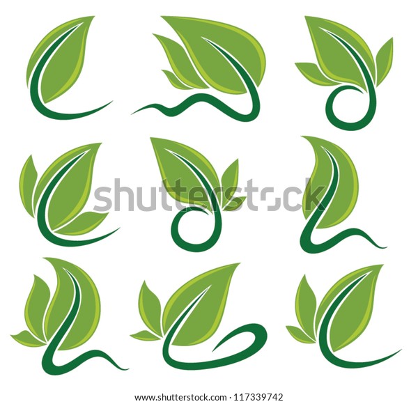 Vector Collection Leaf Signs Symbols Stock Vector (Royalty Free) 117339742