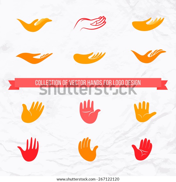 Vector Collection Open Palms Hands Front Stock Vector (Royalty Free ...
