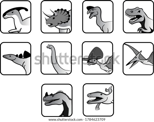 Vector Collection Pictograms Dinosaurs Jurassic Period Stock Vector ...