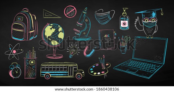 Vector Color Chalk Drawn Illustration Set Stock Vector (Royalty Free ...