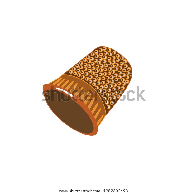 Vector Color Handdrawn Thimble Illustration Side Stock Vector (Royalty ...