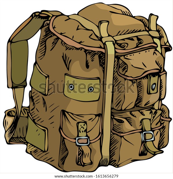 Vector Color Illustration Large Army Backpack 库存矢量图（免版税）1613656279 ...