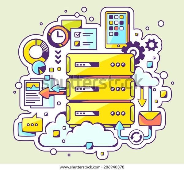 Vector Color Illustration Server Operation On Stock Vector (Royalty ...