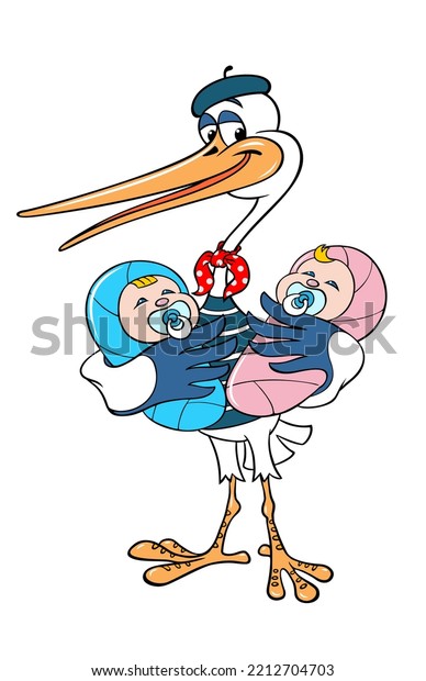 Vector Color Image French Stork Twins Stock Vector (Royalty Free ...