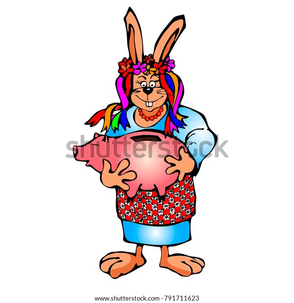 Vector Color Isolated Drawing Rabbit Ukrainian: vector de stock (libre ...