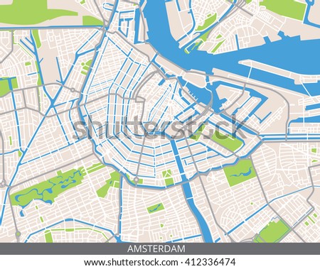 Vector Color Map Amsterdam Capital Netherlands Stock Vector (Royalty ...