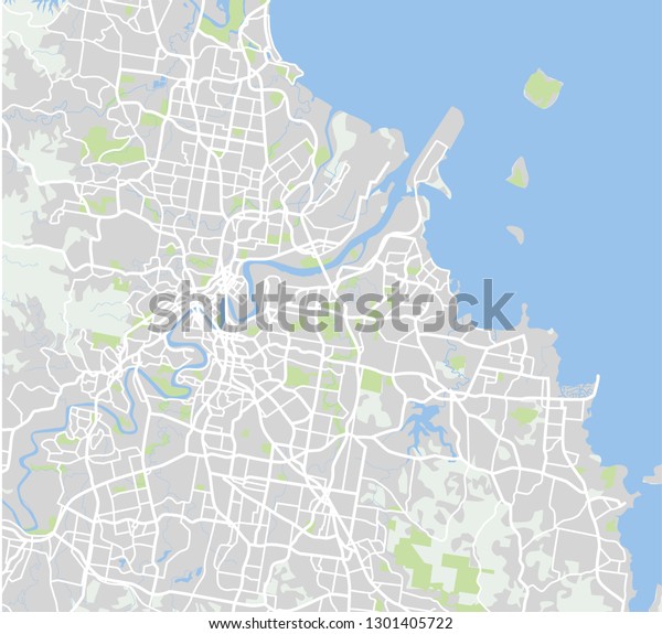 Vector Color Map Brisbane Australia City Stock Vector (Royalty Free ...