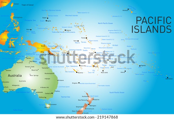 Mapa del color de los vectores en las islas del Pacífico