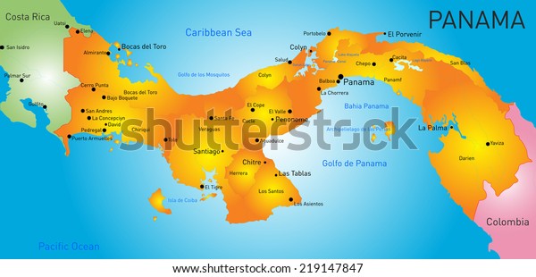 Vector Color Map Panama Country Stock Vector (Royalty Free) 219147847 ...