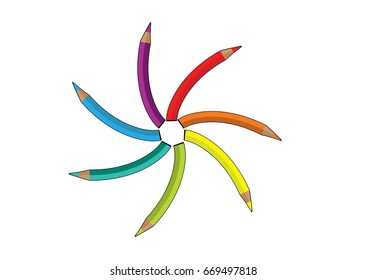 Vector Color Pencil Logo Design Stock Vector (Royalty Free) 669497818 ...