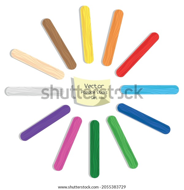 Vector Color Popsicle Sticks Set Isolated Stock Vector (Royalty Free ...