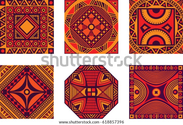 Vector Color Set Square African Ornament Stock Vector (Royalty Free ...