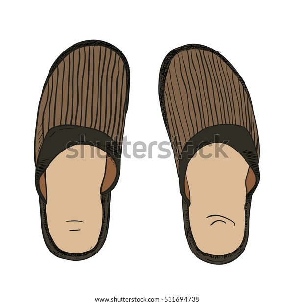 Vector Color Sketch Slippers Hand Draw Stock Vector (Royalty Free ...