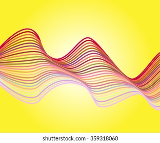 Vector Color Waves On Yellow Background Stock Vector (Royalty Free ...