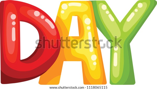 Vector Colored Cartoon Illustration Word Day: เวกเตอร์สต็อก (ปลอดค่า ...