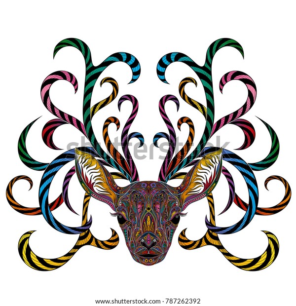 Vector Colored Deer Branching Horns Stock Vector (Royalty Free ...