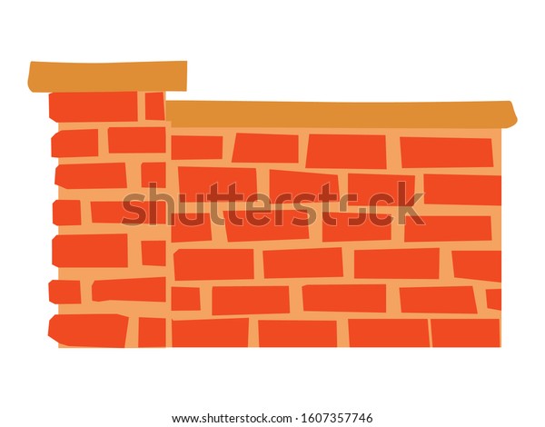 Vector Colored Illustration Brick Fence Front Stock Vector (Royalty ...