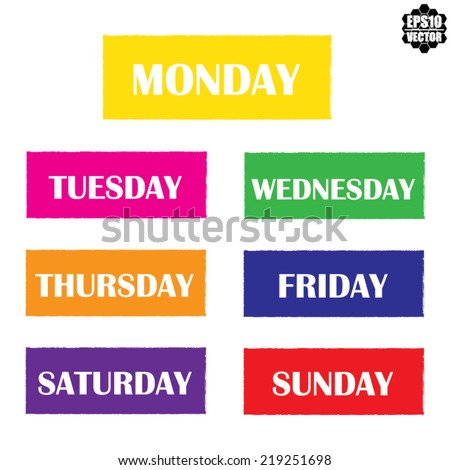 Vector Colorful 7 Days Week Monday Stock Vector (Royalty Free ...