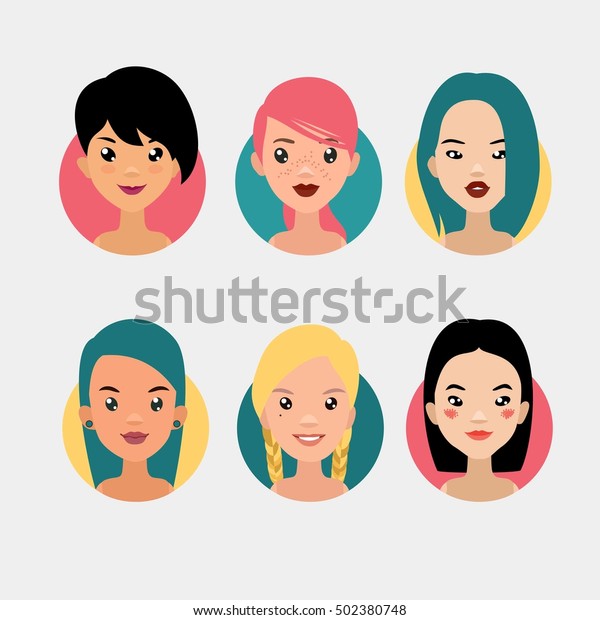 Vector Colorful Avatar Set Pretty Different Stock Vector (Royalty Free ...
