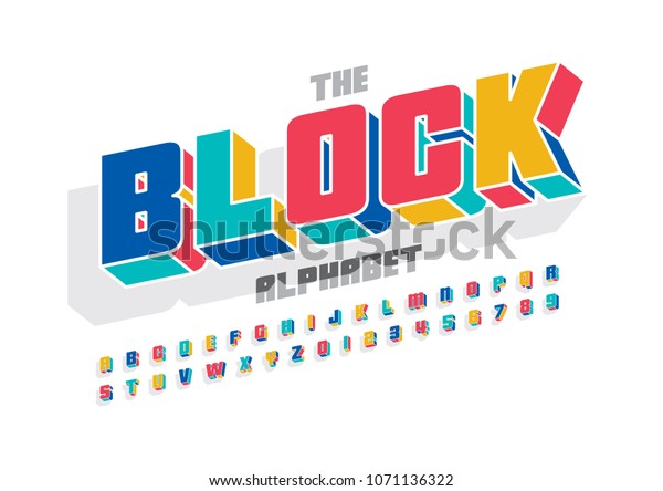 Vector Colorful Bold Font Alphabet Stock Vector (Royalty Free) 1071136322