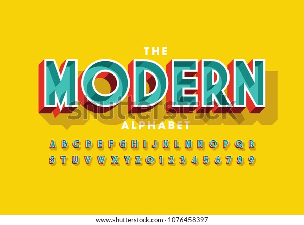Vector Colorful Bold Font Alphabet Stock Vector (Royalty Free) 1076458397