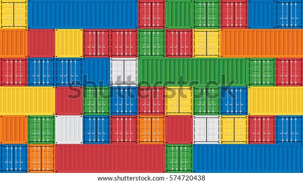 Vector Colorful Cargo Shipping Containers Freight Stock Vector (Royalty ...