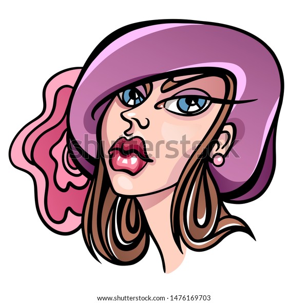 Vector Colorful Cartoon Style Portrait Young: vector de stock (libre de ...