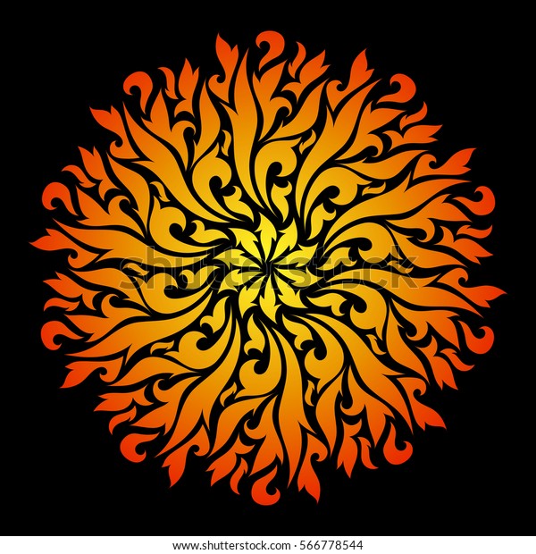 Vector Colorful Decorative Abstract Fire Mandala Stock Vector (Royalty ...