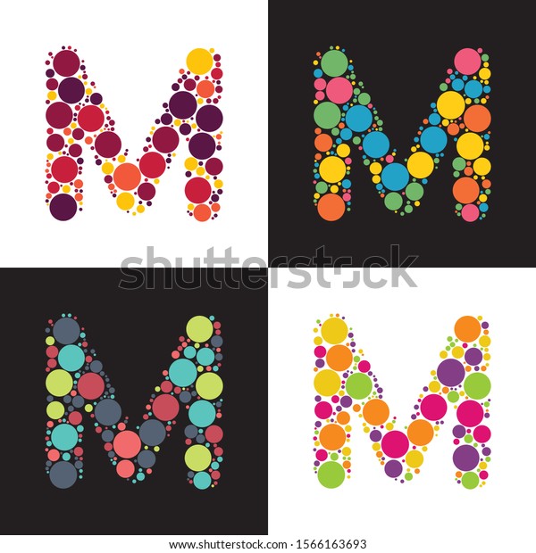 Vector Colorful Dotted Letter M Filled Stock Vector (Royalty Free ...