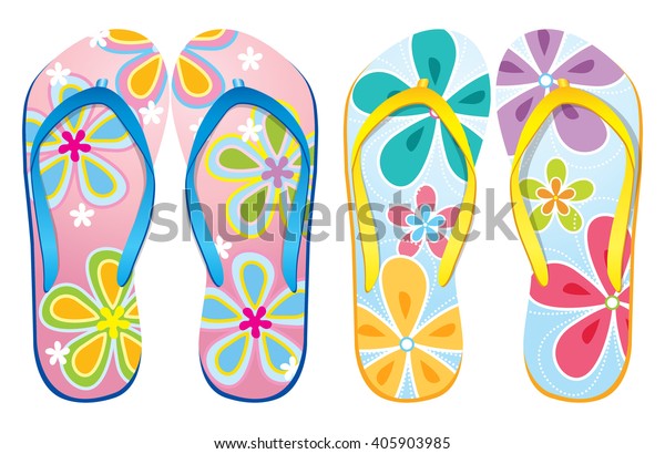 Vector Colorful Flip Flops Beach Sandals Stock Vector (Royalty Free ...