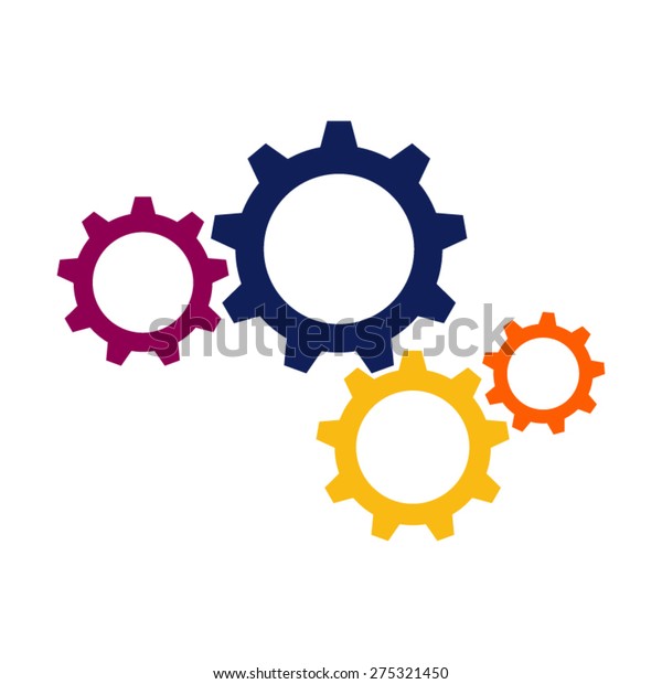 Vector Colorful Gears Icon Flat Design Stock Vector (Royalty Free ...