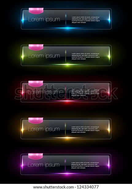 Vector Colorful Glowing Glass Banners Collection Stock Vector (Royalty ...