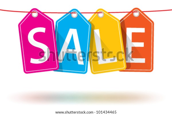 Vector Colorful Hanging Sales Tags On Stock Vector (Royalty Free) 101434465